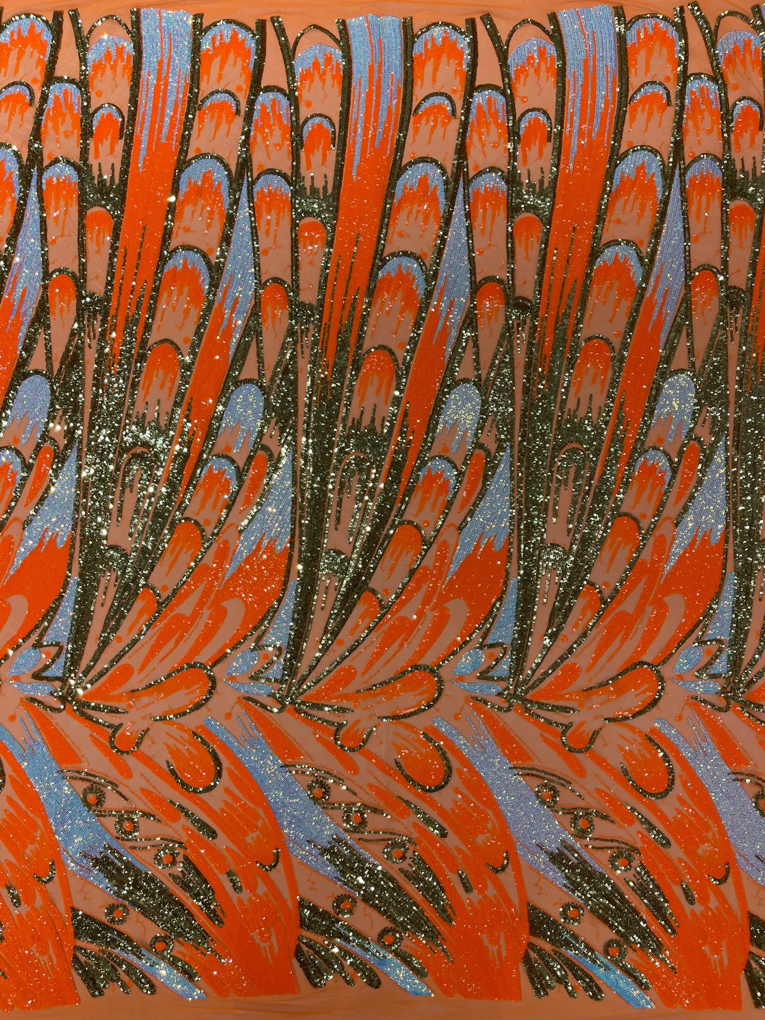 Feather Wing Sequin Fabric 54” Wide| New Creations Fabric & Foam Inc.