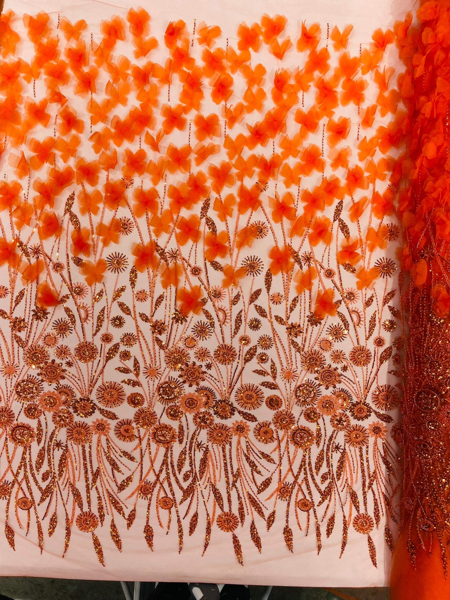 Luxury 3D Floral/Butterfly Beaded lace 54” Wide| New Creations Fabric ...